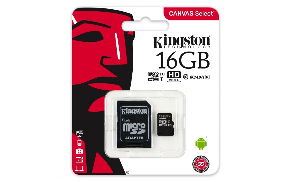Memoria Flash Kingston Canvas Select, 16GB MicroSD UHS-I Clase 10, con ...
